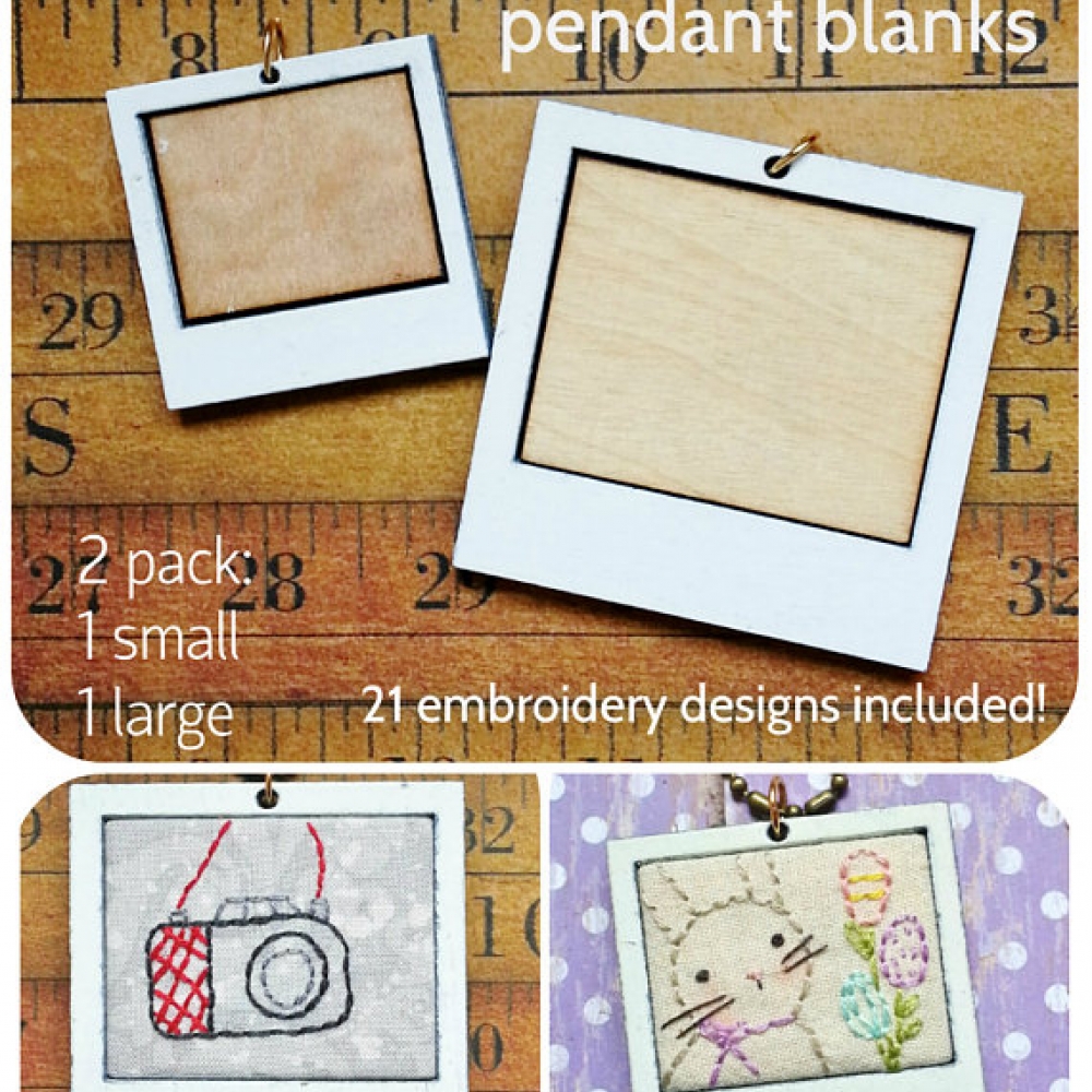 2 Photo Frame Pendant Embroidery Blanks - 21 designs Necklace Craft ...
